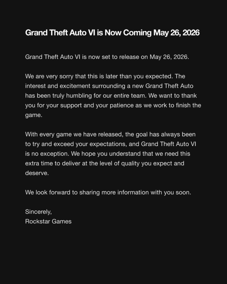 Rockstar Confirms GTA VII Delay Until 2026, Frustrating Fans Worldwide ...